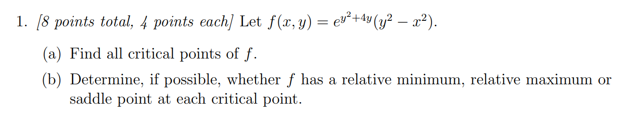 Solved 1. [8 points total, 4 points each] Let | Chegg.com