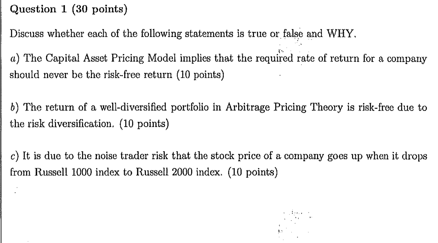 Solved c) ﻿It is due to the noise trader risk that the stock | Chegg.com