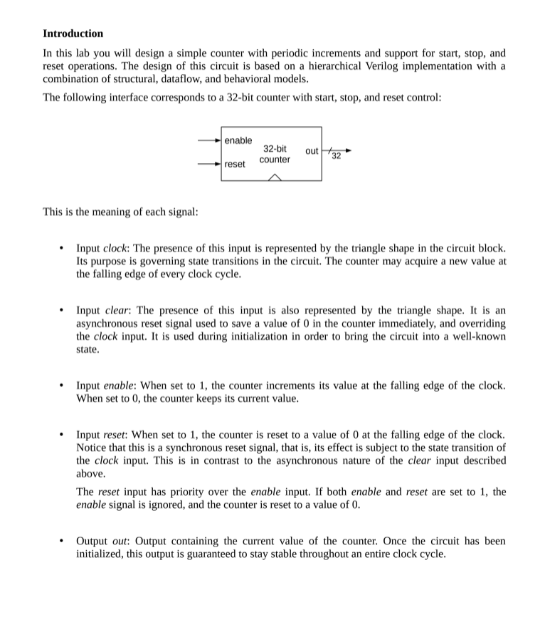 Solved Introduction In this lab you will design a simple | Chegg.com