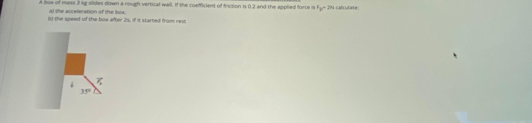 Solved A box of mass 3 kg slides down a rough vertical wall. | Chegg.com
