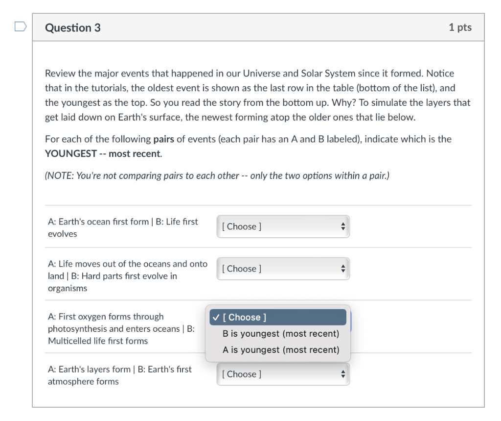 Solved Review the major events that happened in our Universe | Chegg.com