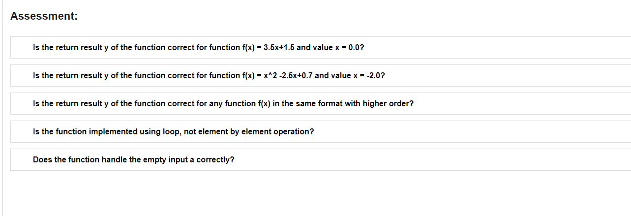 Solved Function To Evaluates A Polynomial Function Using A 6679