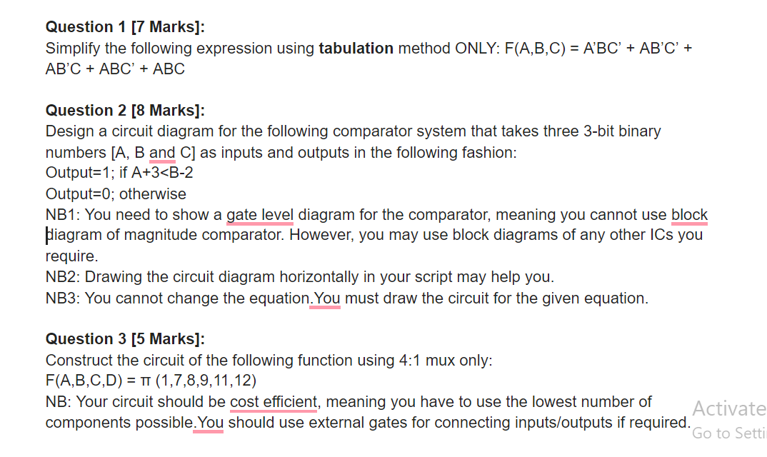Solved Question 1 [7 Marks]: Simplify the following | Chegg.com