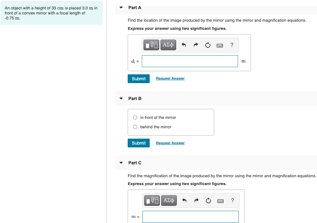 Solved Part A An object with a height of 33 cm is placed 3.0 | Chegg.com