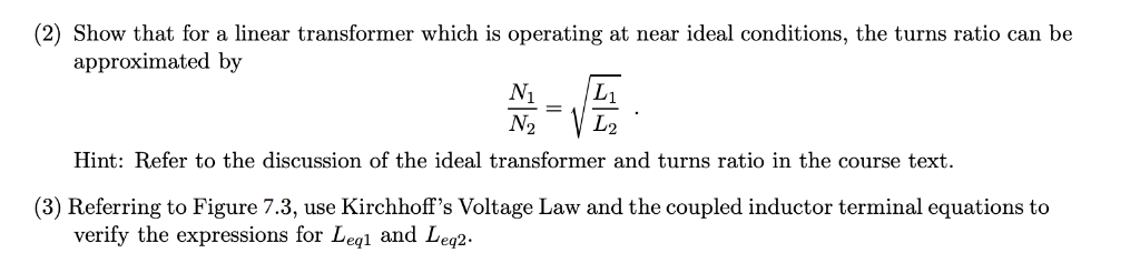 Solved (2) Show that for a linear transformer which is | Chegg.com