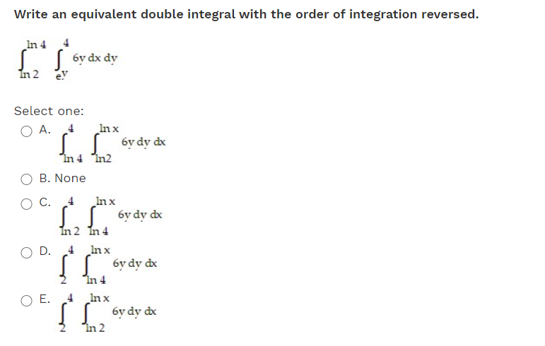 Solved Write an equivalent double integral with the order of | Chegg.com