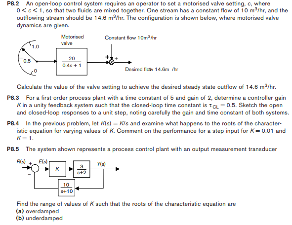 Solved P8.2 An open-loop control system requires an operator | Chegg.com