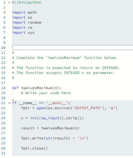 Solved Complete the twelvesMaximum function in the editor, | Chegg.com