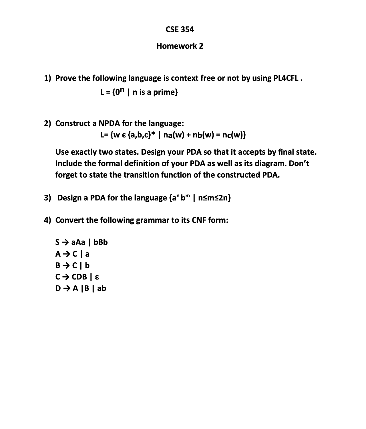 Solved 1) Prove the following language is context free or | Chegg.com