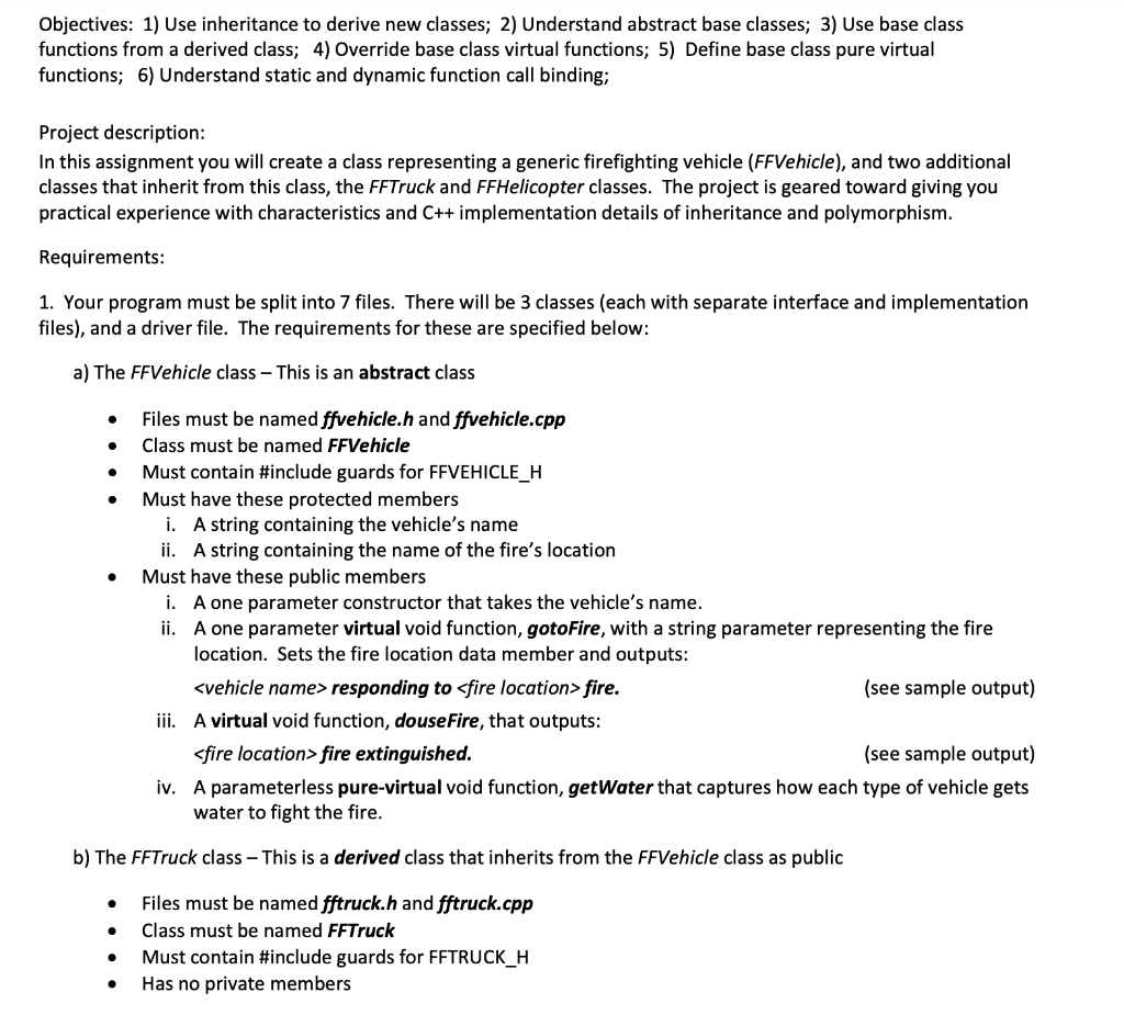 Solved Objectives: 1) Use inheritance to derive new classes; | Chegg.com