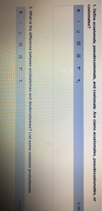 Solved 1 Define Acoelomate Pseudocoelomate And Coelomate
