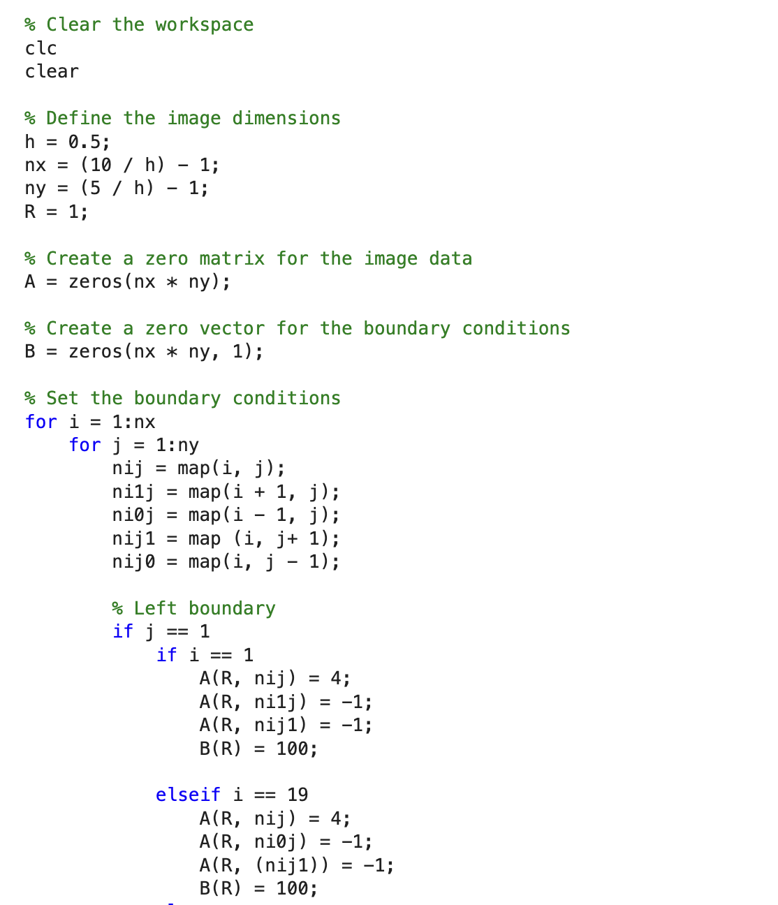 Solved % Clear the workspace clc clear % Define the image | Chegg.com