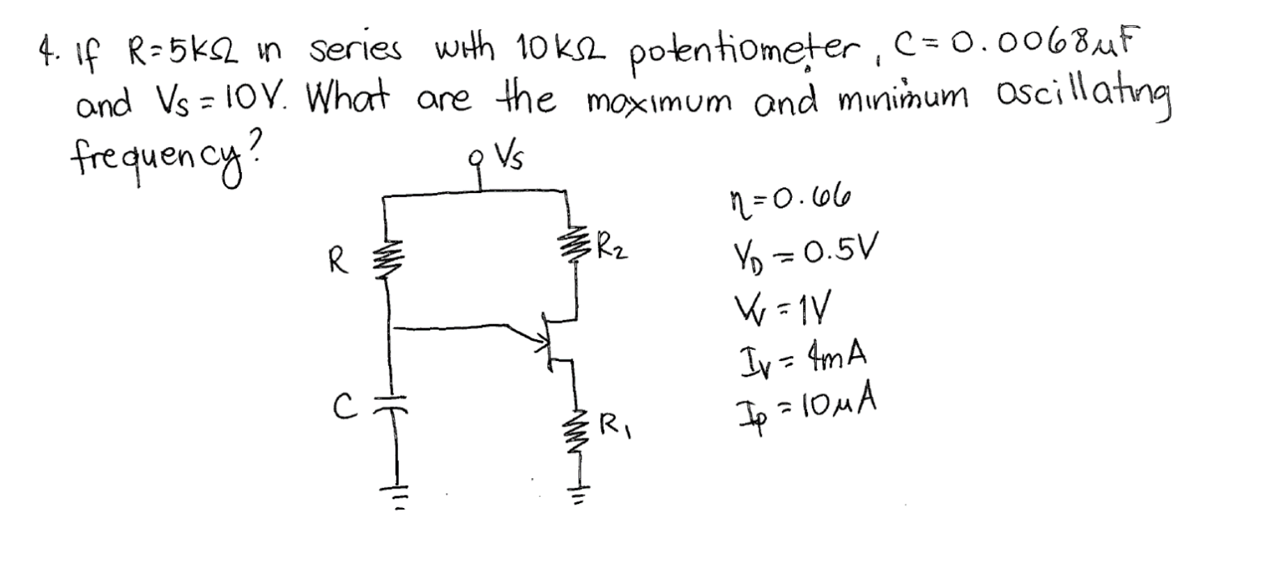 Solved 4. If R=5kΩ in series with 10kΩ potentiometer, | Chegg.com