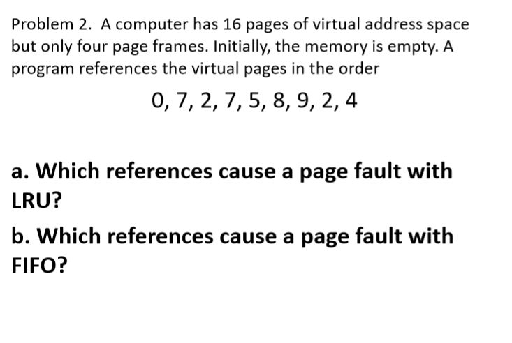 Solved Problem 2. A computer has 16 pages of virtual address | Chegg.com
