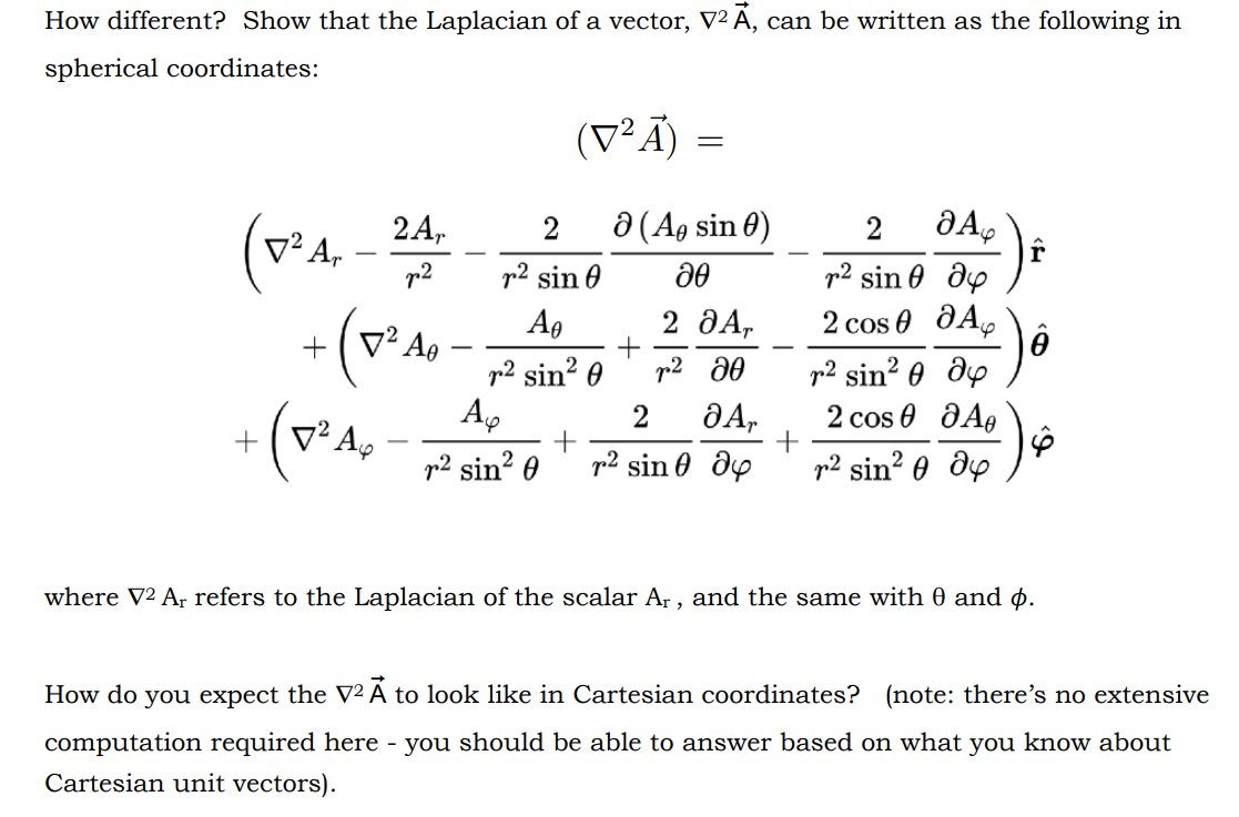 How different? Show that the Laplacian of a vector, | Chegg.com