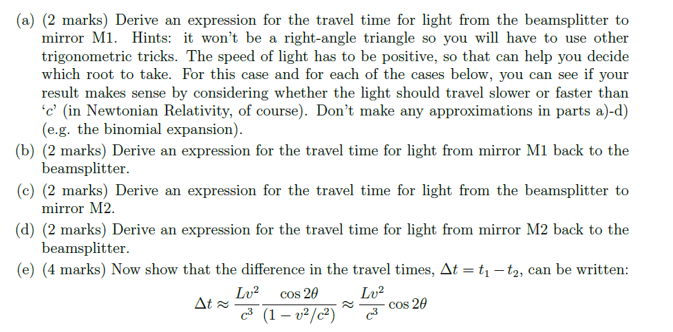 Solved 1. The Michelson-Morley Experiment Michelson's | Chegg.com