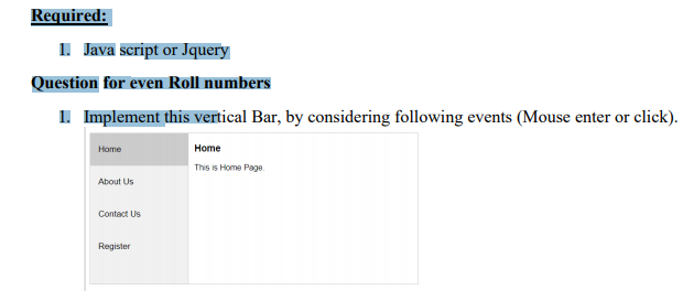 Solved Required 1 Java Script Or Jquery Question For Even 