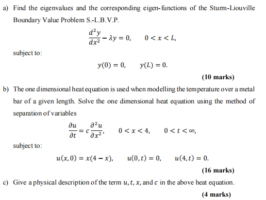 Solved a) Find the eigenvalues and the corresponding | Chegg.com
