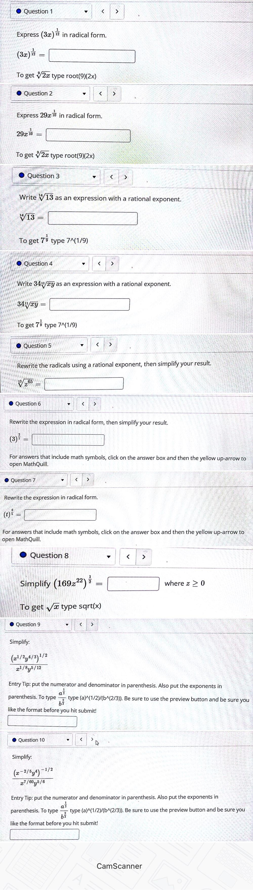 Solved Question 1 t Express 3x 2 In Radical Form 12 3x Chegg