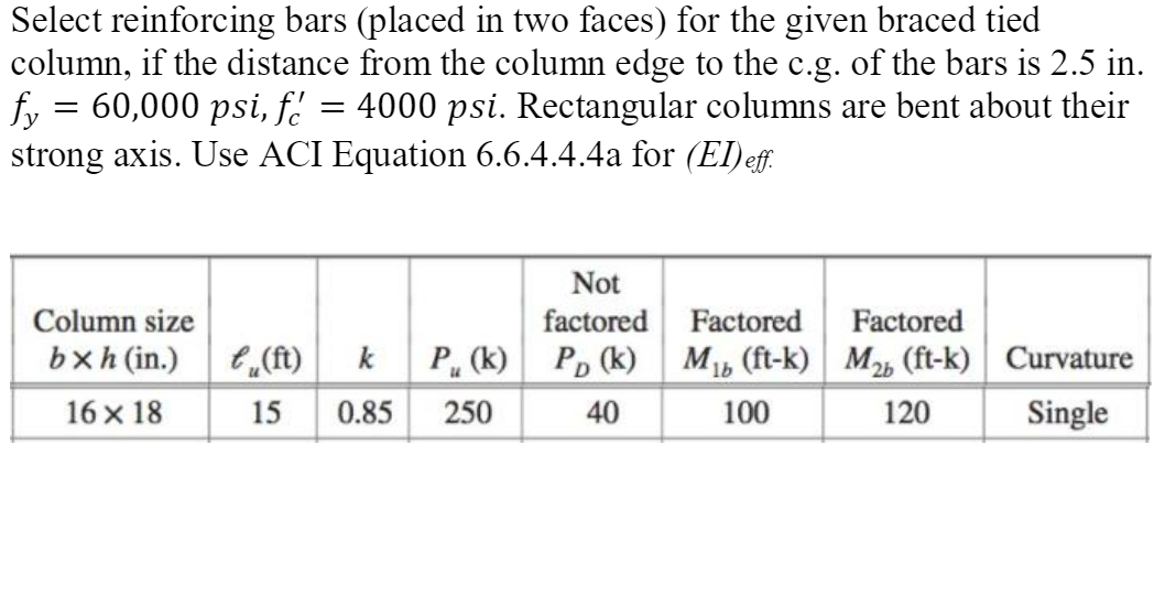 Solved Select reinforcing bars (placed in two faces) for the | Chegg.com