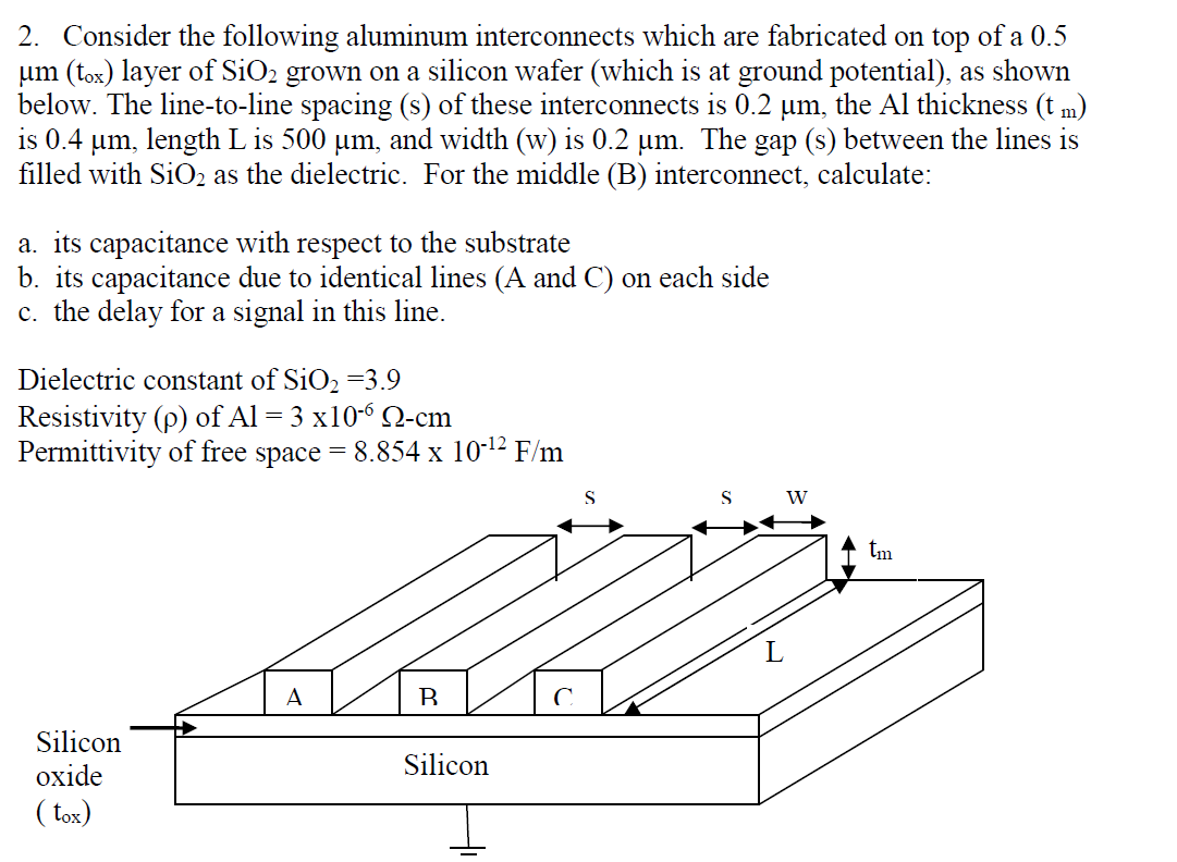 Solved 2. Consider the following aluminum interconnects | Chegg.com