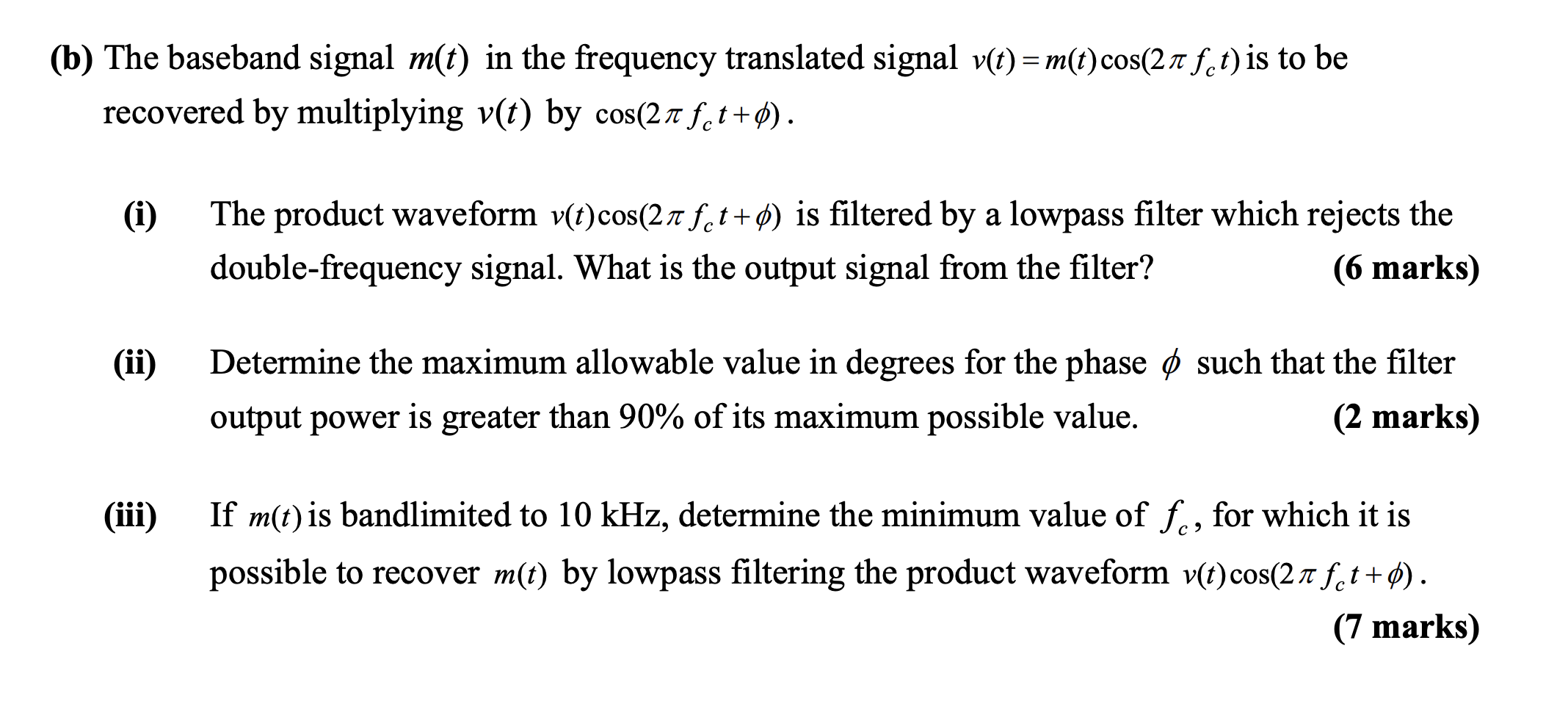 Solved (b) The baseband signal \\( m(t) \\) in the frequency | Chegg.com