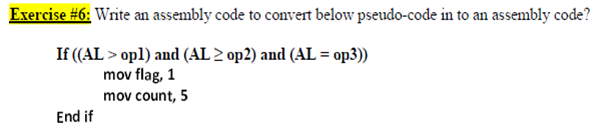 Solved Exercise #6: Write an assembly code to convert below | Chegg.com