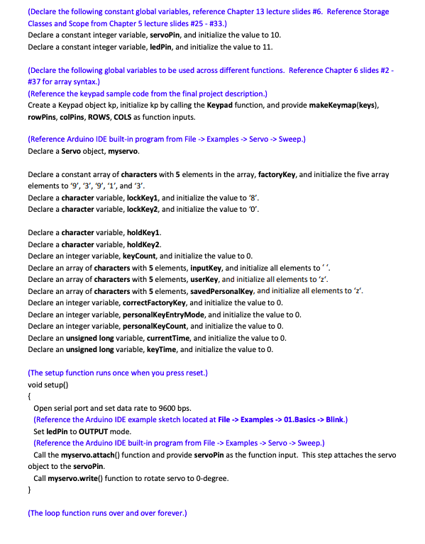 Final Project Pseudo Code: (Please follow the Final | Chegg.com