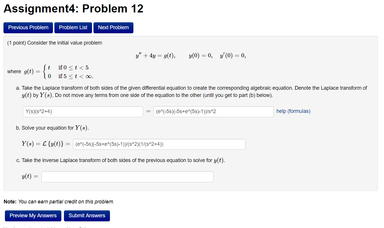 Solved Assignment4 Problem 12 Previous Problem Problem List