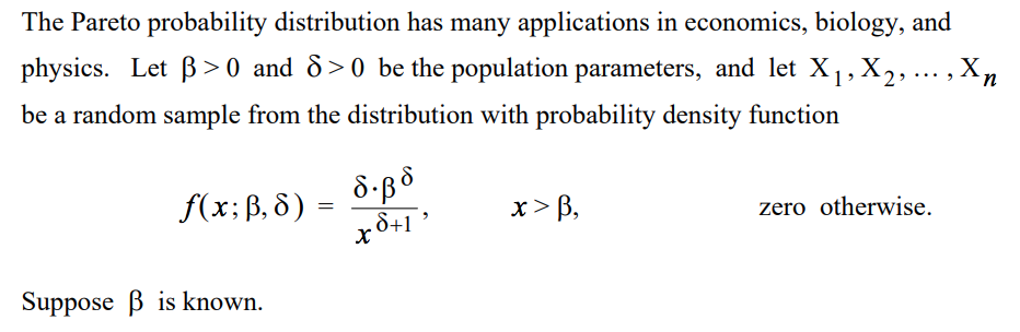Solved The Pareto probability distribution has many | Chegg.com