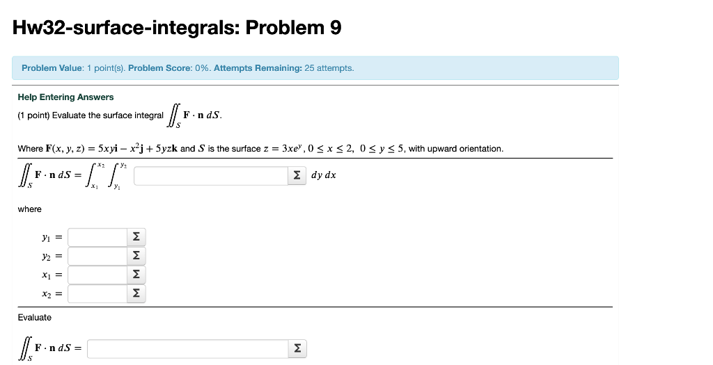 Solved Hw32-surface-integrals: Problem 9 Problem Value: 1 | Chegg.com