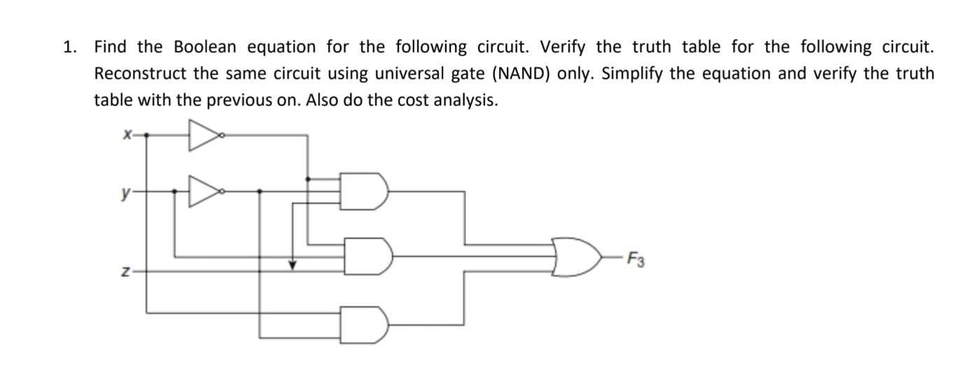 [solved] 1 Find The Boolean Equation For The Following C