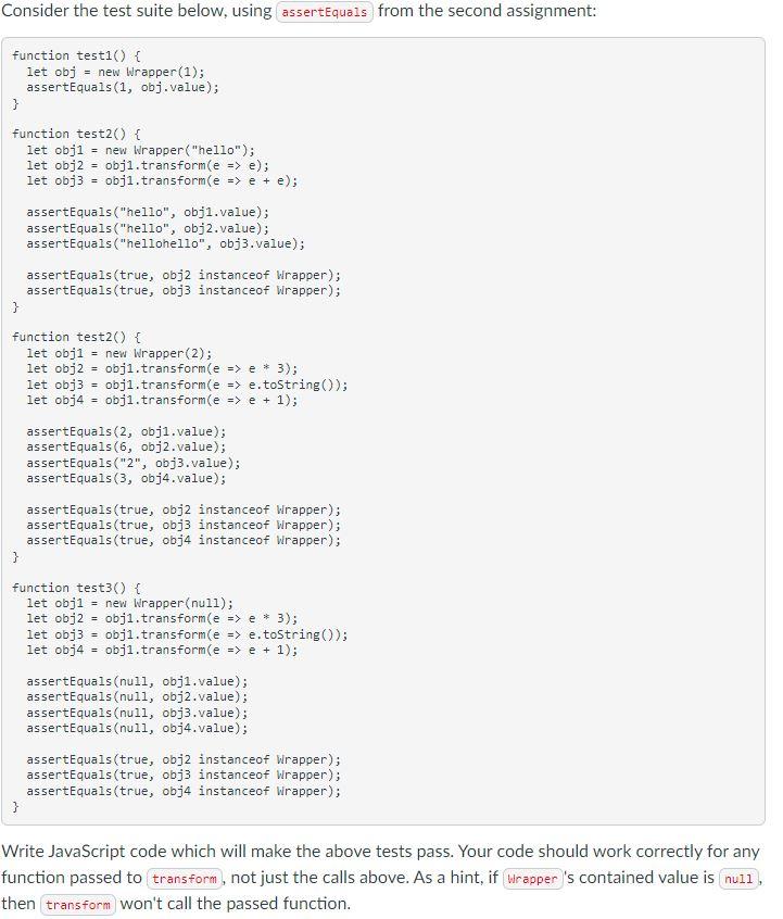 Consider the test suite below, using assertEquals | Chegg.com
