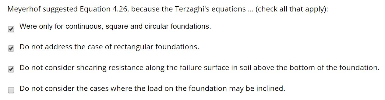 Solved Meyerhof suggested Equation 4.26, because the | Chegg.com