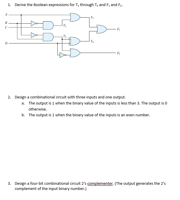 Solved Derive the Boolean expressions for T1 through T4 and | Chegg.com