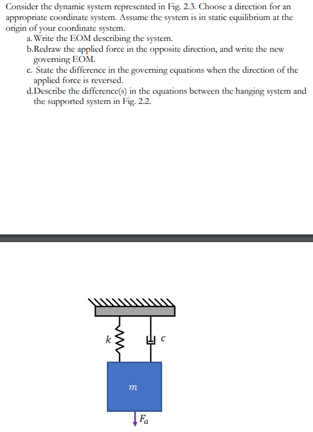 Consider the dynamic system represented in Fig. 2.3. | Chegg.com