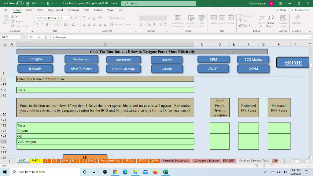 Solved Part III- IE Matrix Follow guidelines provided in | Chegg.com