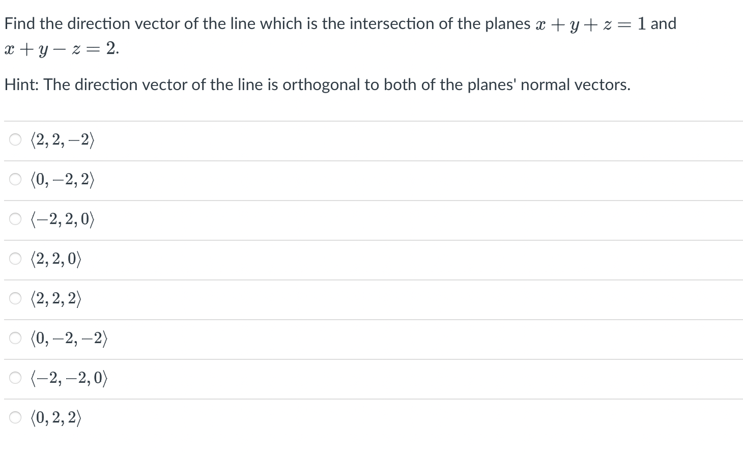 Solved Find the direction vector of the line which is the | Chegg.com