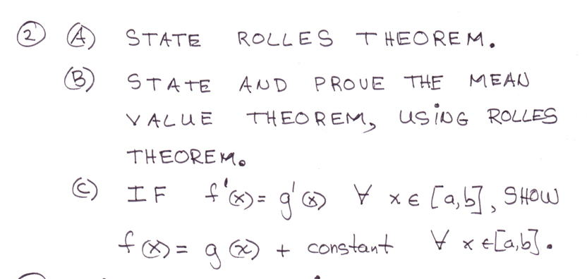 Solved 2 A STATE ROLLES THEOREM, STATE AND AND PROVE THE | Chegg.com