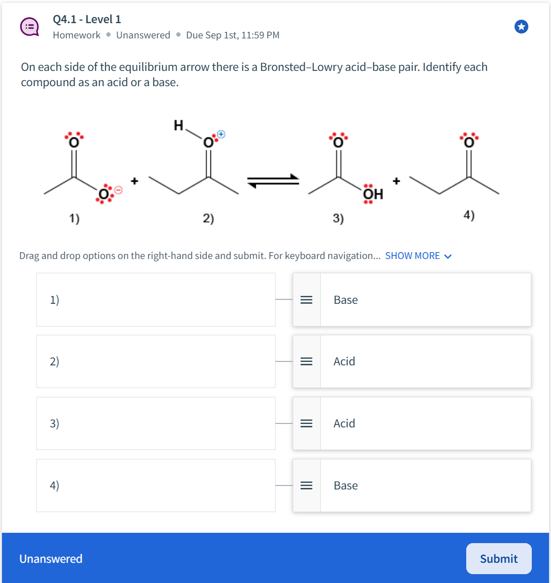 Solved Q4.1 - ﻿Level 1Homework * ﻿Unanswered * ﻿Due Sep | Chegg.com