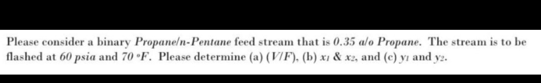 Solved Please consider a binary Propaneln-Pentane feed | Chegg.com