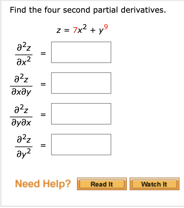 Solved Find the four second partial derivatives. | Chegg.com Solved Find the four second partial derivatives. | Chegg.com