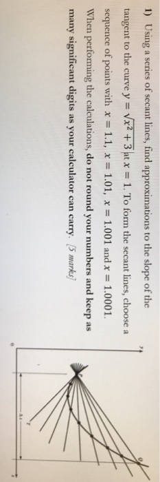 Solved 1) Using a series of secant lines, find | Chegg.com