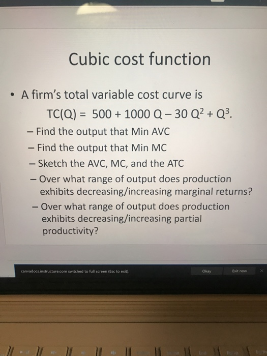 Solved Cubic cost function A firm's total variable cost | Chegg.com