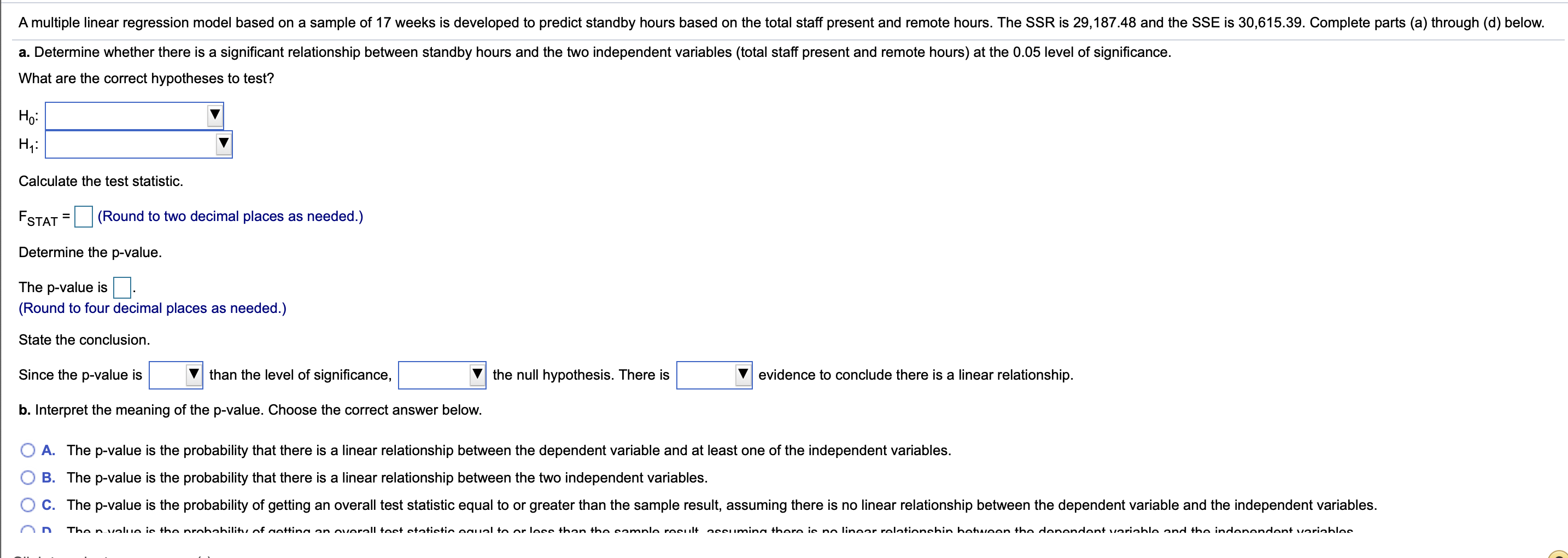 Solved A multiple linear regression model based on a sample | Chegg.com