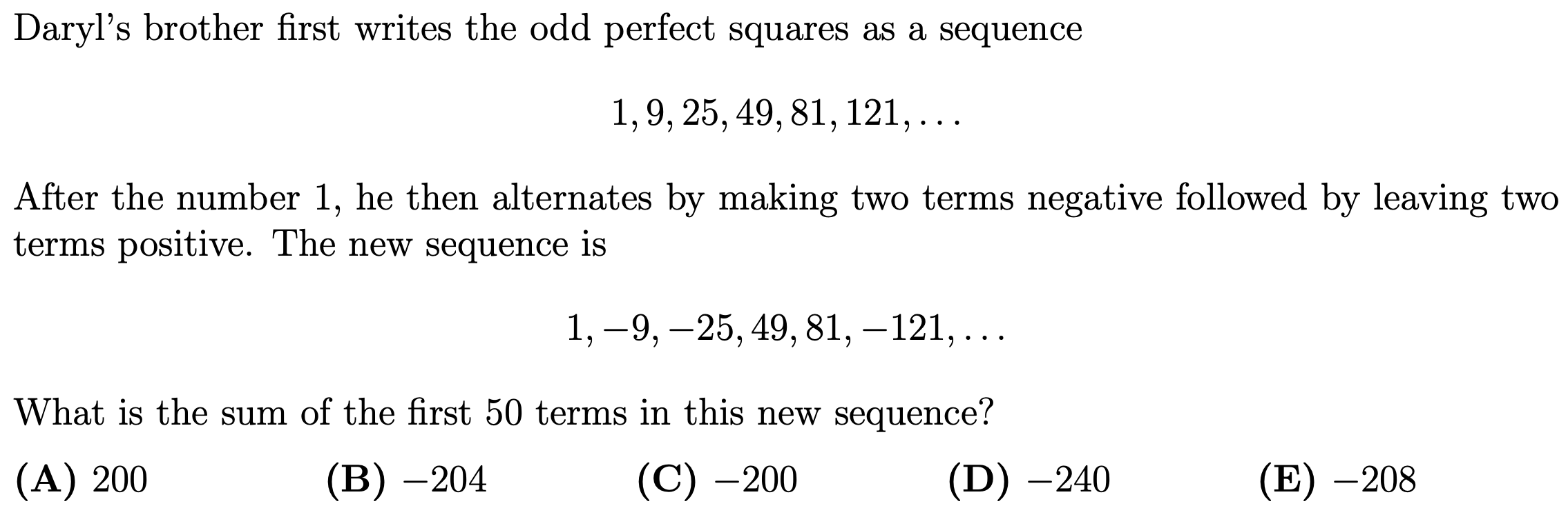 Solved Daryl's brother first writes the odd perfect squares | Chegg.com