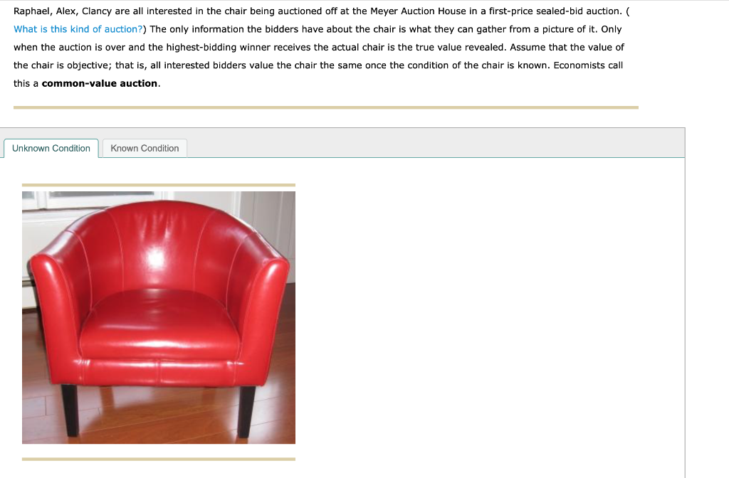 Solved Raphael, Alex, Clancy are all interested in the chair | Chegg.com