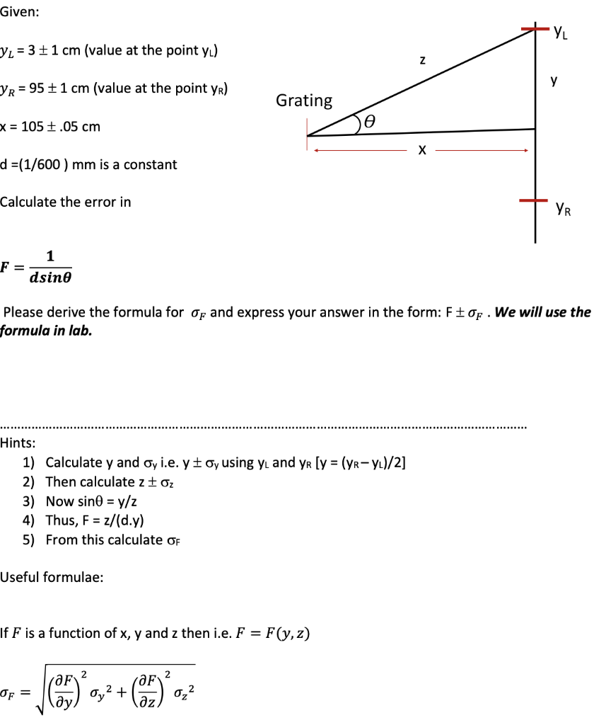 Solved Given: YL = 3+1 cm (value at the point yu) YR = 95 + | Chegg.com