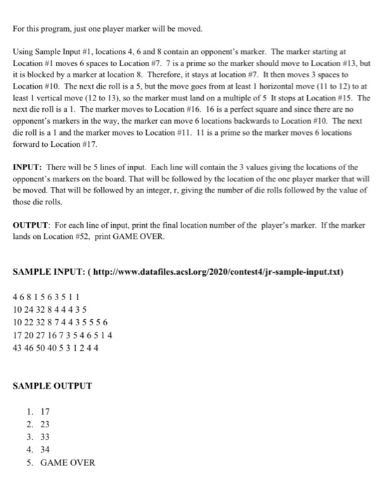 PROBLEM: Given the grid below for the game of ACSL | Chegg.com