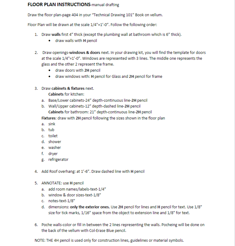 FLOOR PLAN INSTRUCTIONS-manual drafting Draw the | Chegg.com